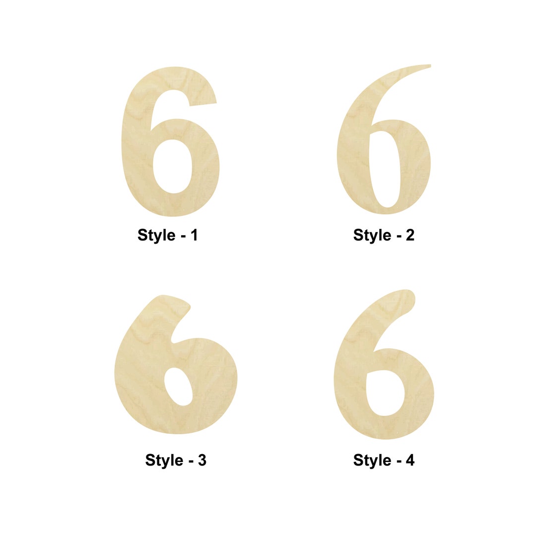 Number 6 Wooden Shape - Multiple Sizes- Laser Cut Unfinished Wood ...