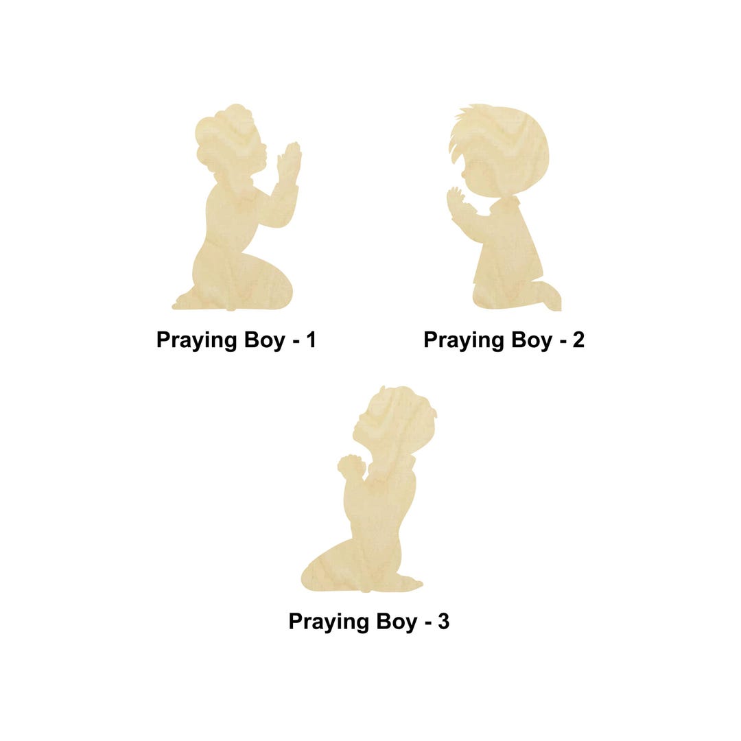 Praying Boy Wooden Shape - Multiple Size-laser Cut Unfinished Wood ...