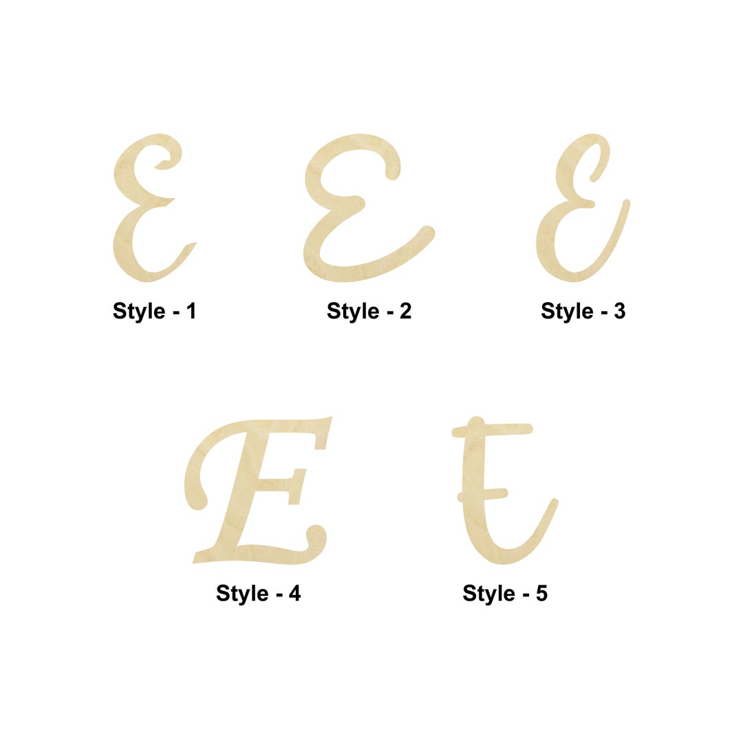 Script Block Letter E Wooden Shape - Multiple Sizes- Laser Cut ...