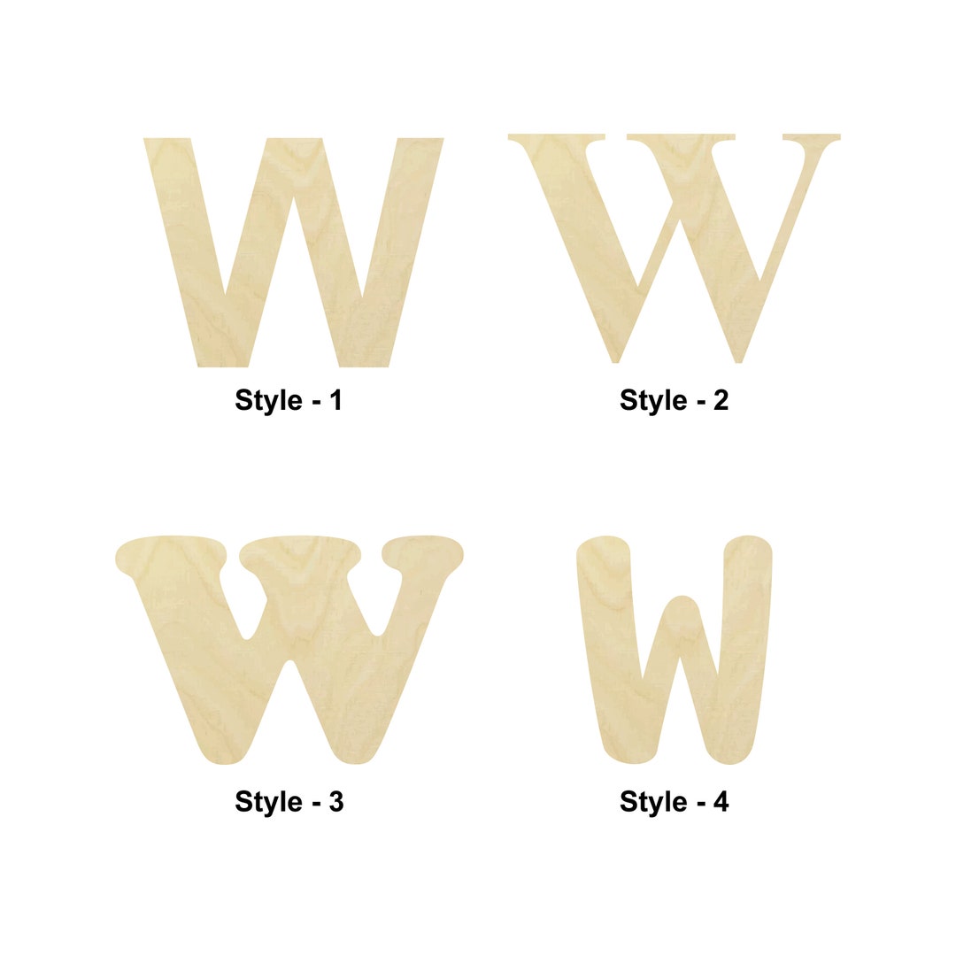 Block Letter W Wooden Shape - Multiple Sizes- Laser Cut Unfinished Wood ...