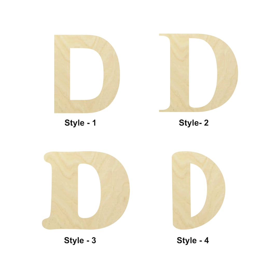 Block Letter D Wooden Shape - Multiple Sizes- Laser Cut Unfinished Wood ...