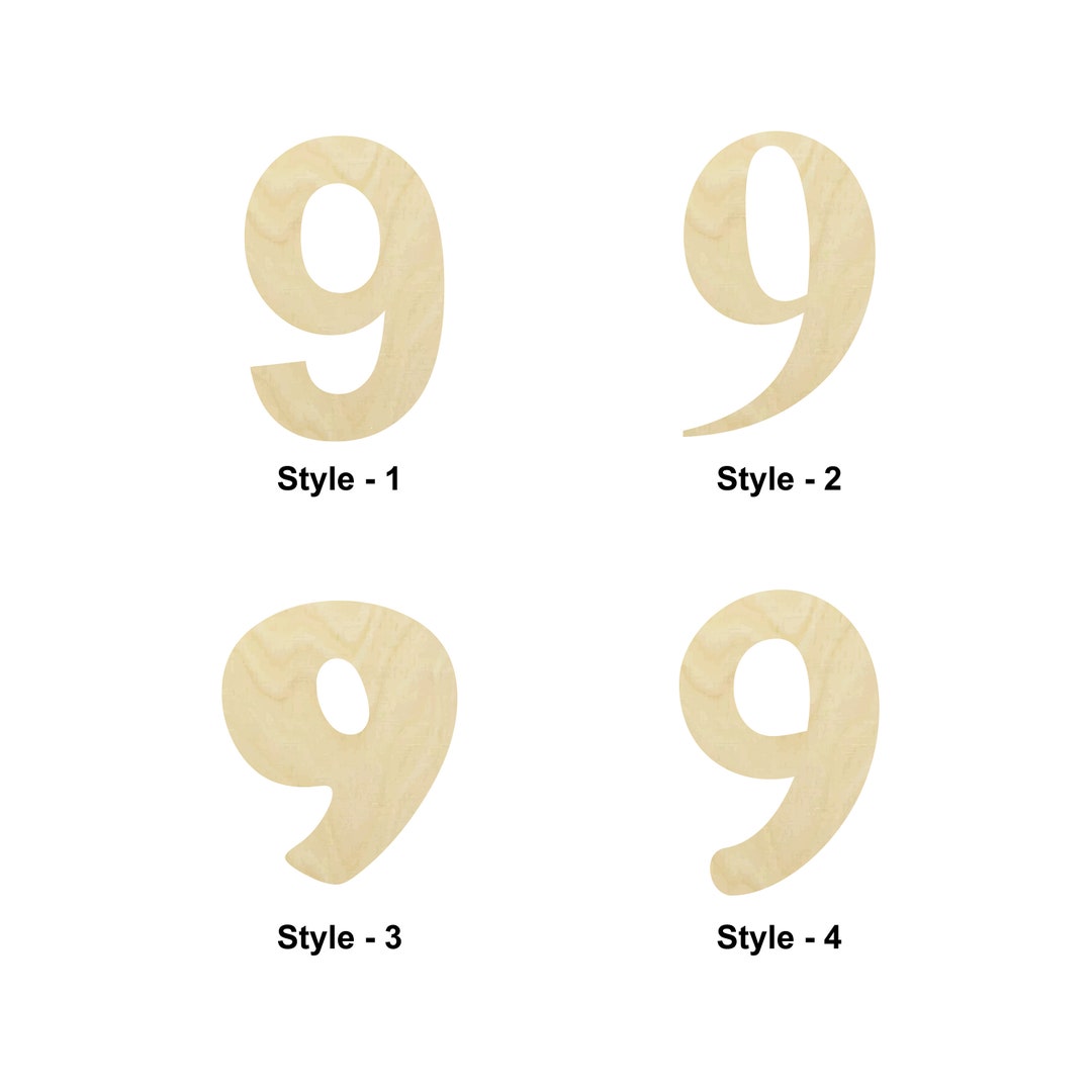 Number 9 Wooden Shape - Multiple Sizes- Laser Cut Unfinished Wood ...