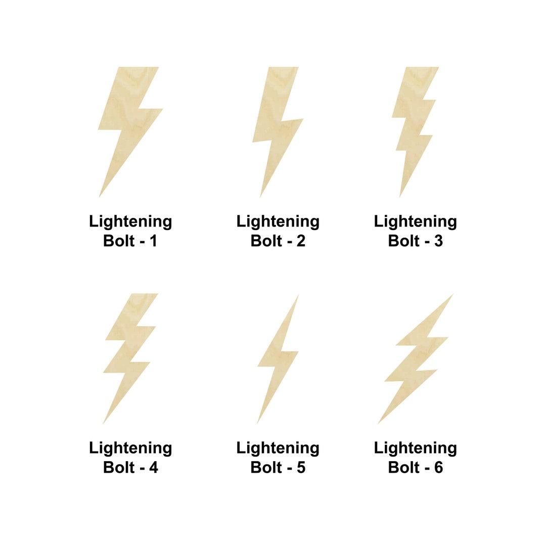 Lightening Bolt Wooden Shape - Multiple Sizes - Laser Cut Unfinished ...