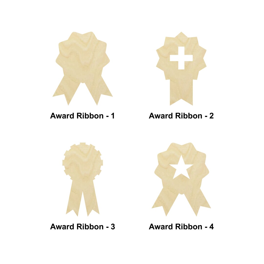 Award Ribbon Shape - Multiple Sizes- Laser Cut Unfinished Wood Cutout ...