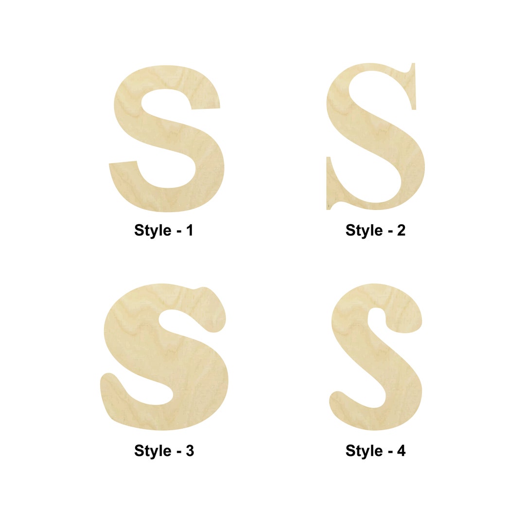 Block Letter S Wooden Shape - Multiple Sizes- Laser Cut Unfinished Wood ...
