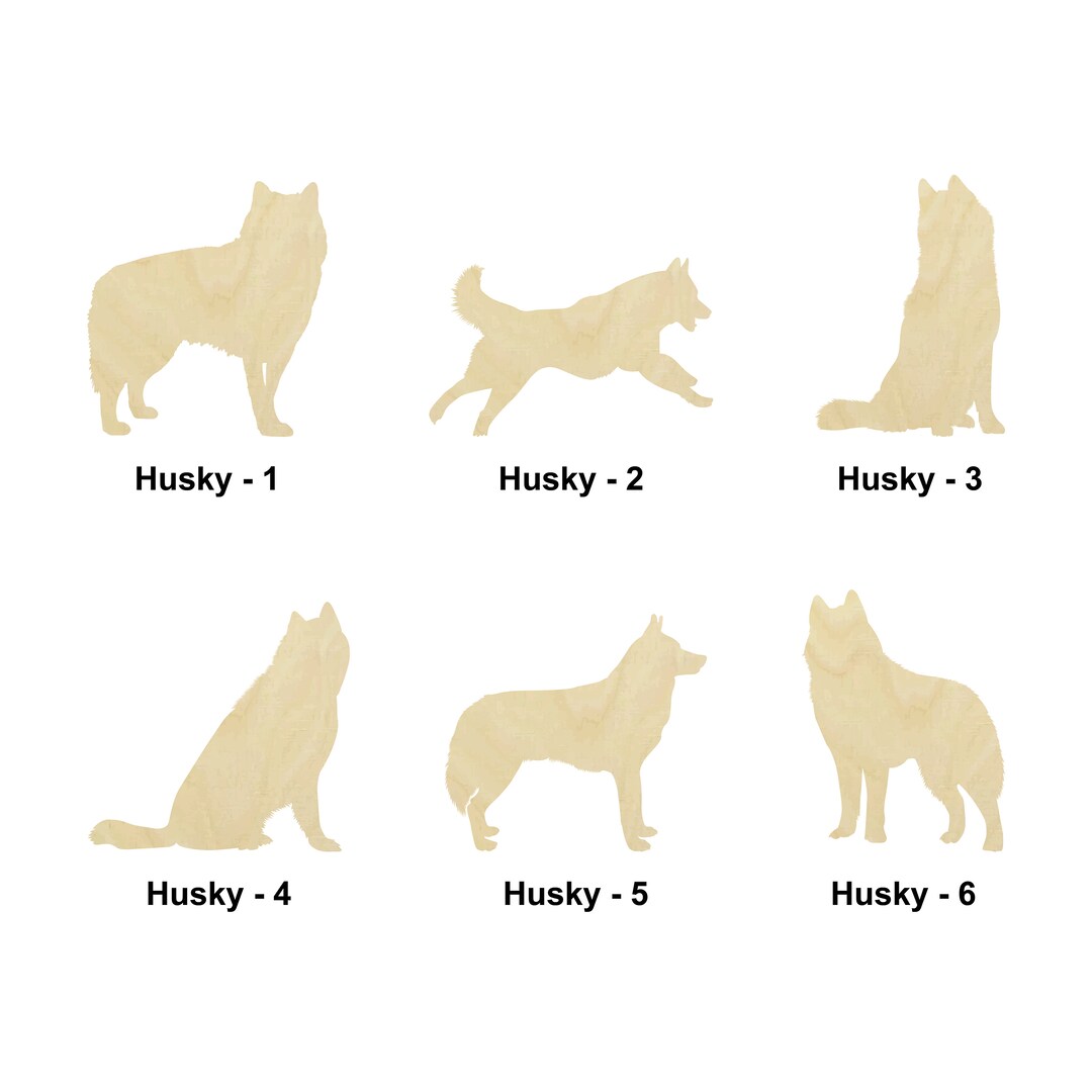 Husky Dog Animal Shape - Multiple Sizes - Laser Cut Unfinished Wood ...