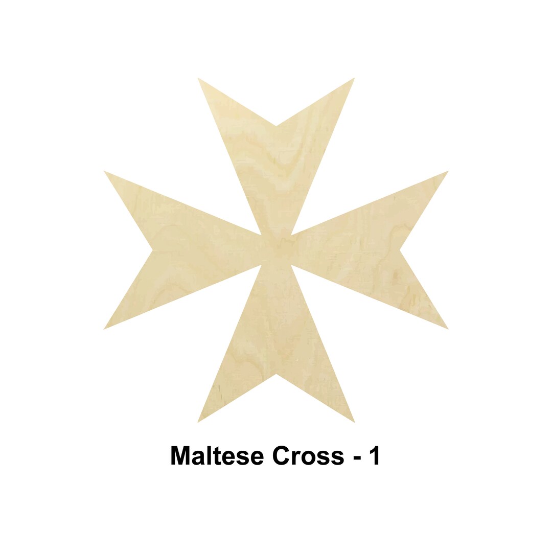 Maltese Cross Shape Wooden - Multiple Sizes - Laser Cut Unfinished Wood ...