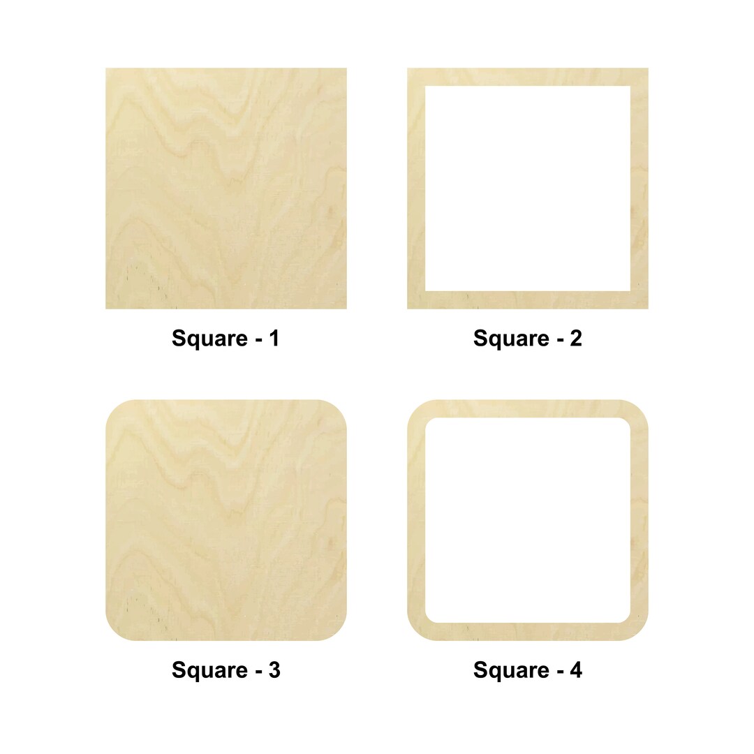 Square Geometry Wooden Shape - Multiple Sizes- Laser Cut Unfinished ...