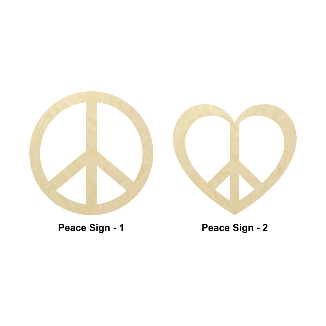 Peace Sign Shape Wooden - Multiple Sizes - Laser Cut Unfinished Wood ...