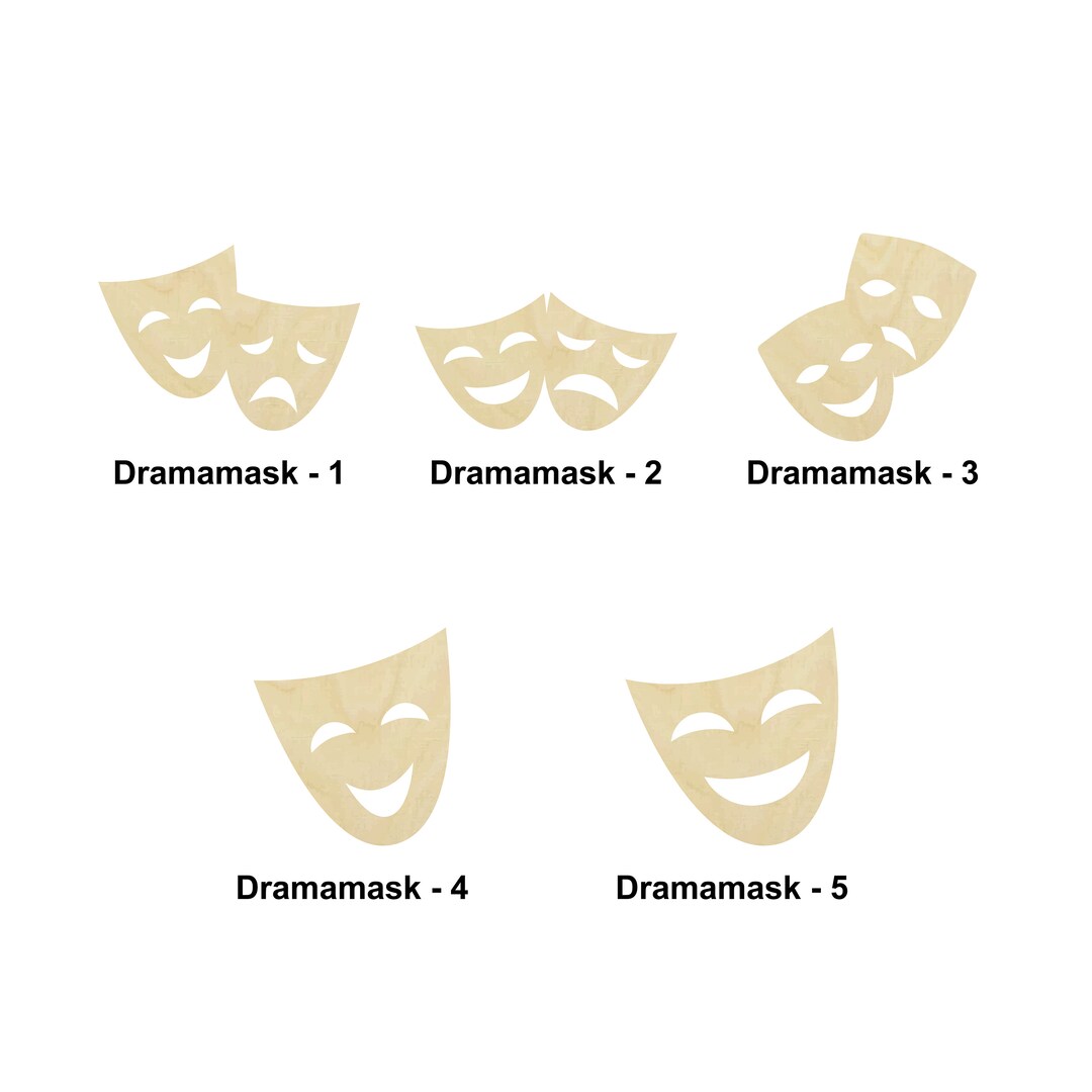 Drama Mask Wooden Shape - Multiple Sizes- Laser Cut Unfinished Wood ...