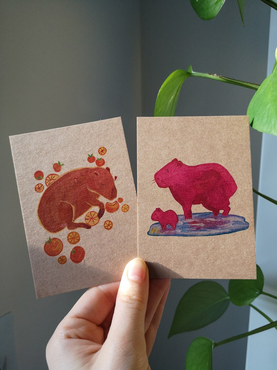 Cute Capybara Art Mini Print Set - Etsy