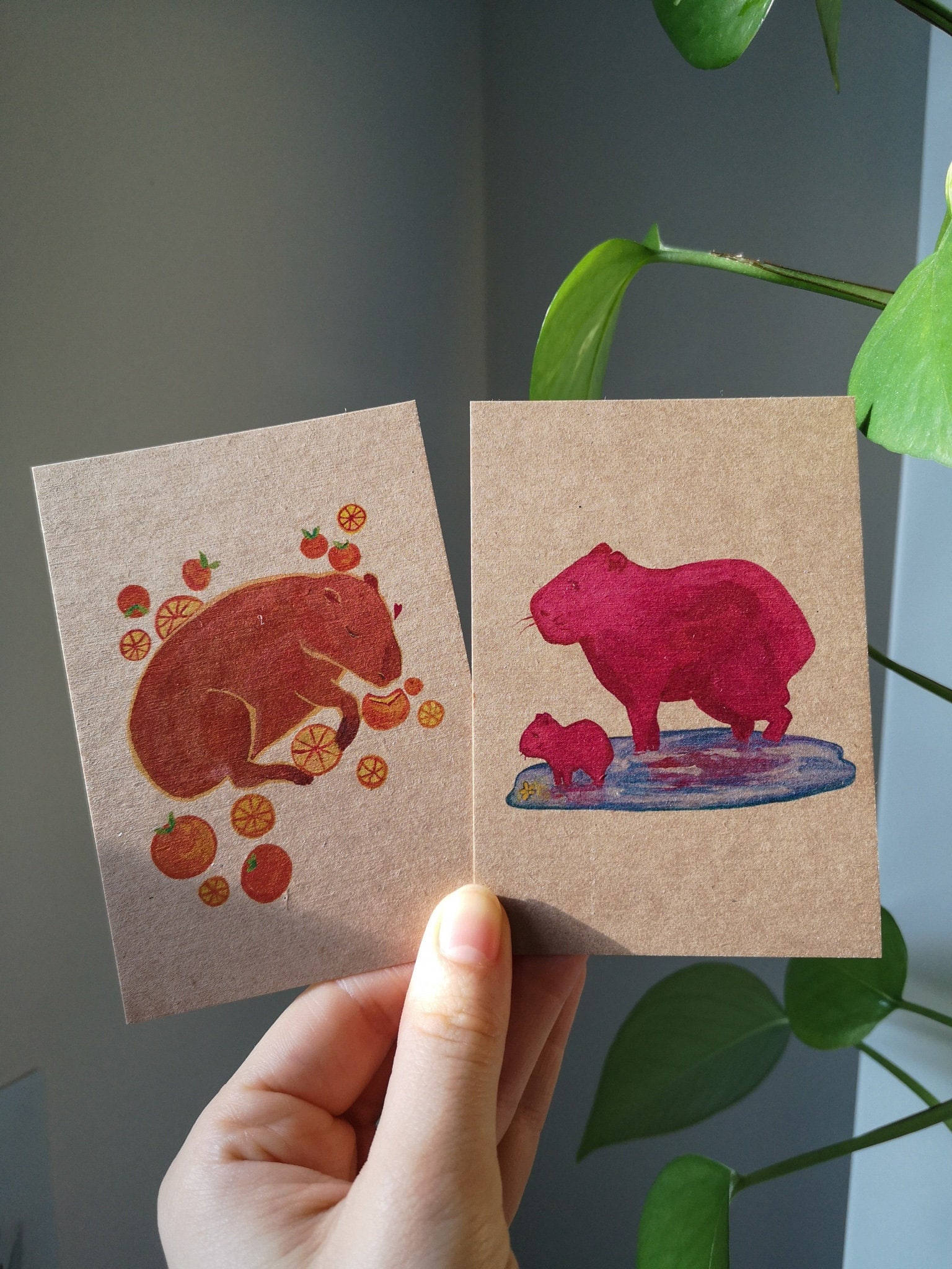 Cute Capybara Art Mini Print Set - Etsy