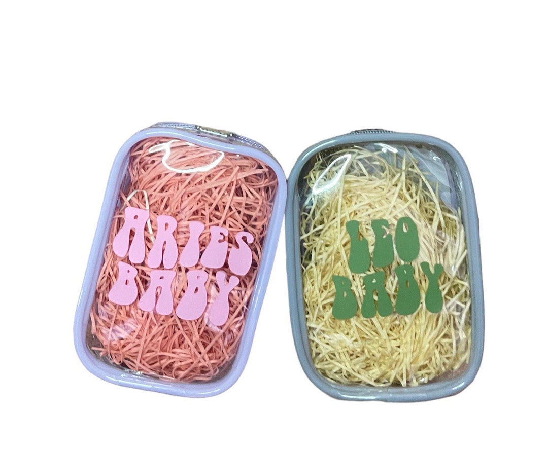 Mini Coin Pouch Star Sign Coin Purse Zipper PVC Pouch Leo & Aries Sign ...