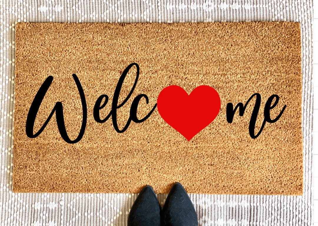 Welcome Heart Doormat | Valentine’s Day Doormat | Valentine’s Day Decor ...