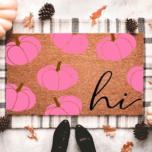 Pink Pumpkin Doormat Fall Doormat Fall Porch Decor - Etsy