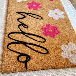 Pink and White Flowers Doormat | Spring Doormat | Spring Porch Decor ...