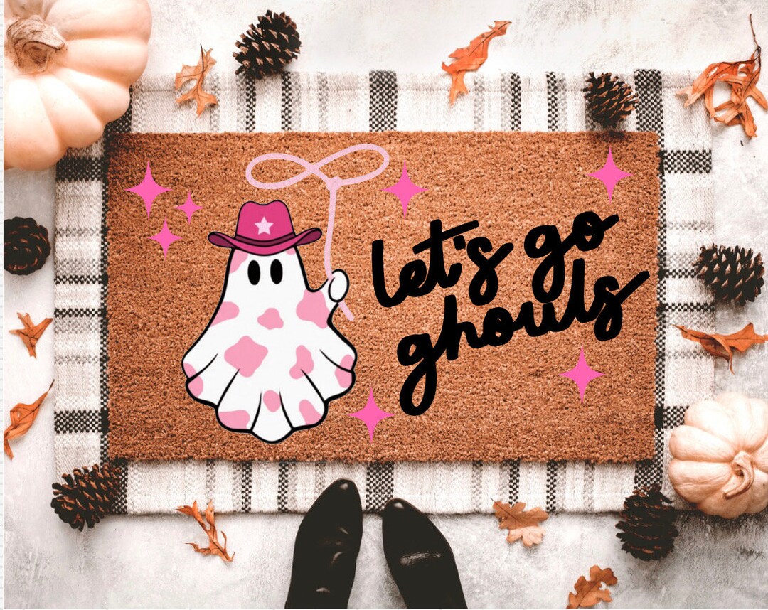 Pink Ghost Doormat | Halloween Doormat | Halloween Porch Decor | Cute ...