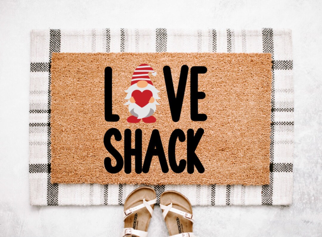 Love Shack Valentine’s Day Doormat |gnome Doormat | Cute Doormat ...