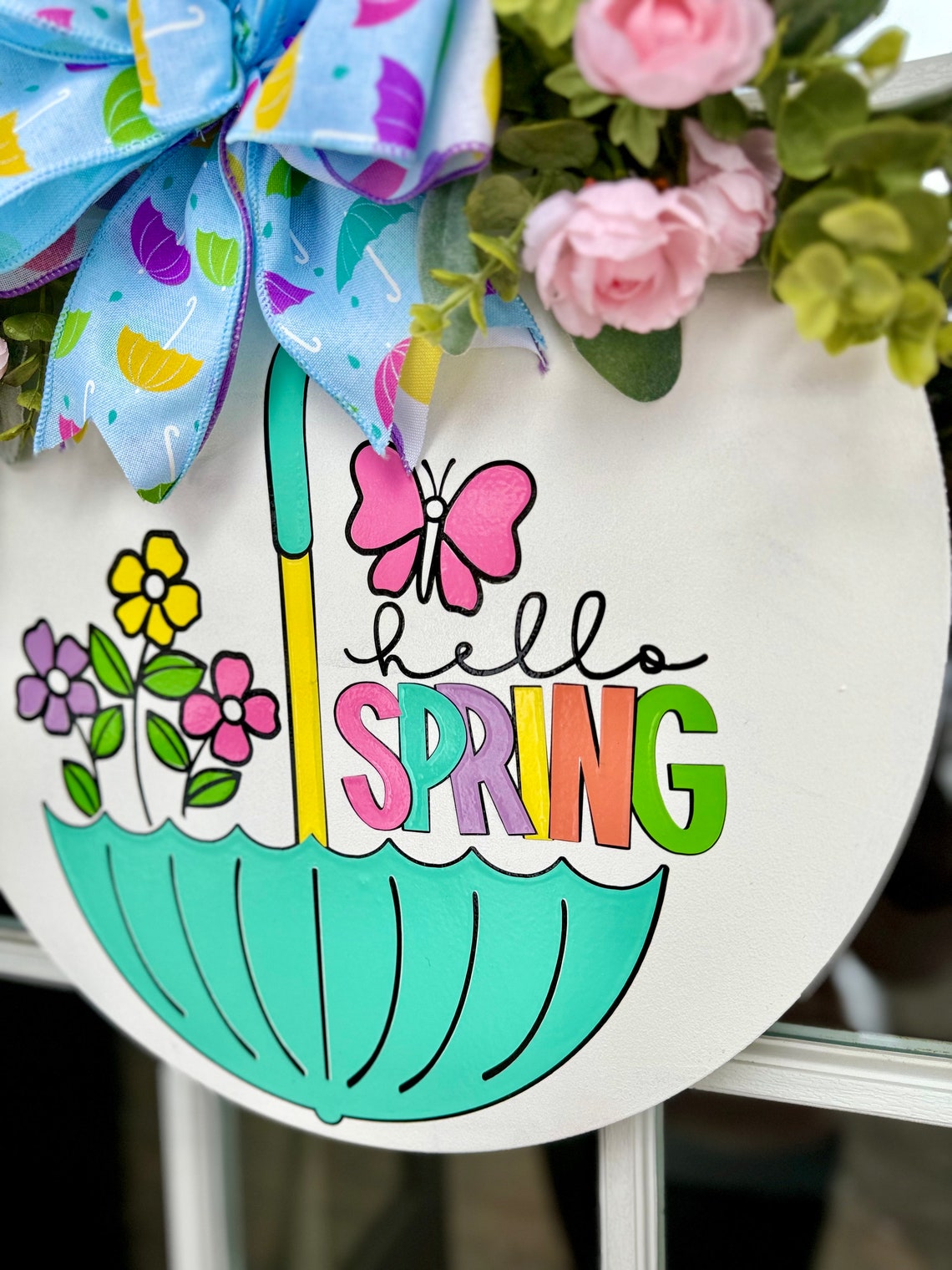 Hello Spring Door Hanger | Front Door Decor | Spring Front Door Wreath ...