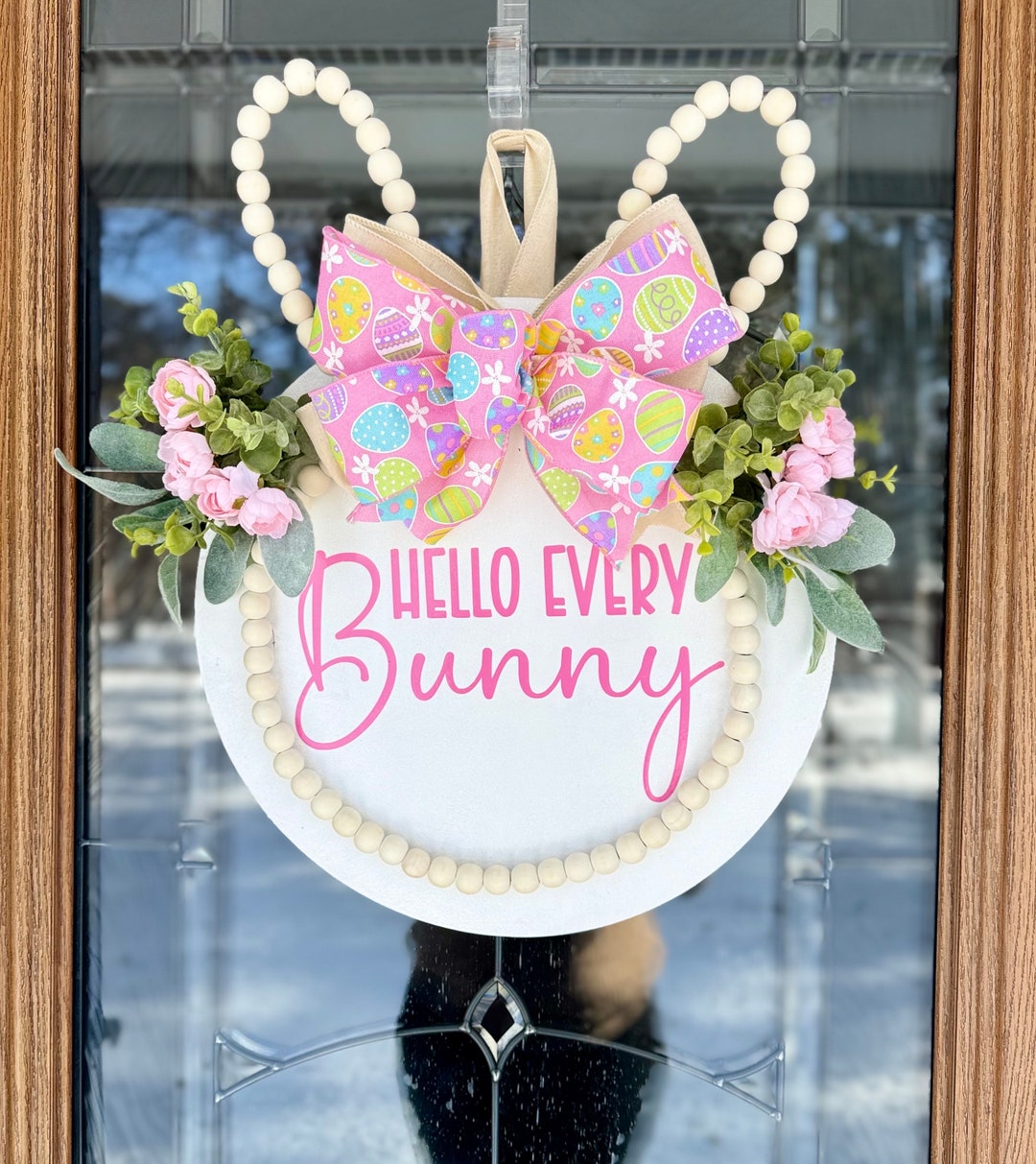 Beaded Bunny Door Hanger | Easter Door Hanger | Easter Wreath | Spring ...