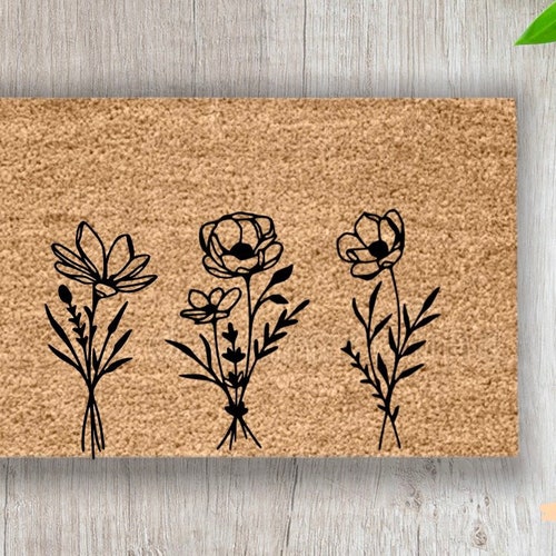 Daisy Doormat Flower Doormat Floral Door Mat Spring Welcome - Etsy