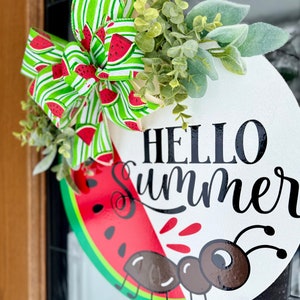 Hello Summer Watermelon Door Hanger | Front Door Decor | Summer Front ...