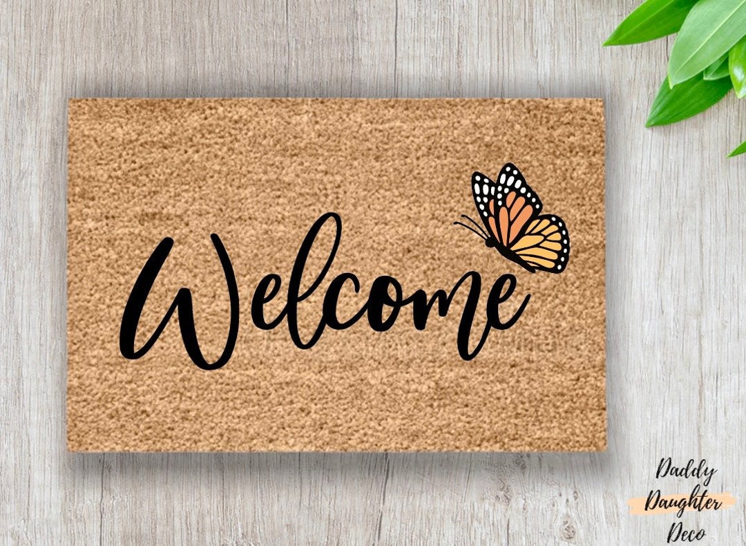Butterfly Welcome Mat | Cute Doormat | Spring Doormat | Summer Doormat ...