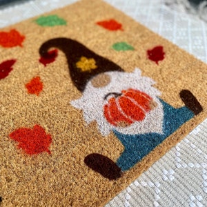Welcome Gnome Fall Door Mat | Gnome Doormat | Fall Leaves Doormat ...