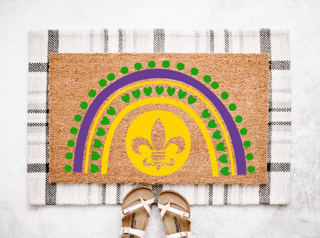 Mardi Gras Rainbow Doormat | Mardi Gras Decor | New Orleans | NOLA ...