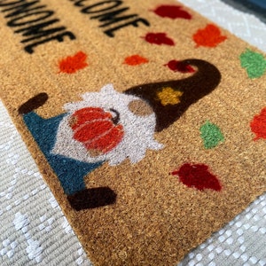 Welcome Gnome Fall Door Mat | Gnome Doormat | Fall Leaves Doormat ...