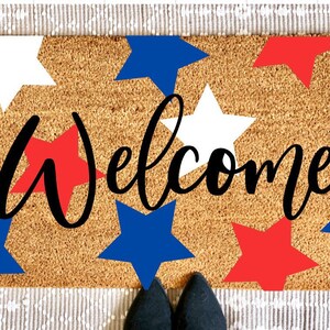 Fourth of July Welcome Doormat | Red White Blue Doormat | Summer ...