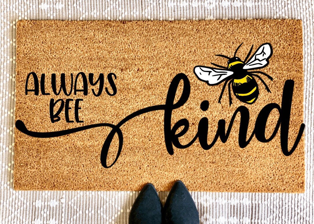 Always Be Kind Spring Doormat | Bee Doormat Spring Porch Decor | Floral ...