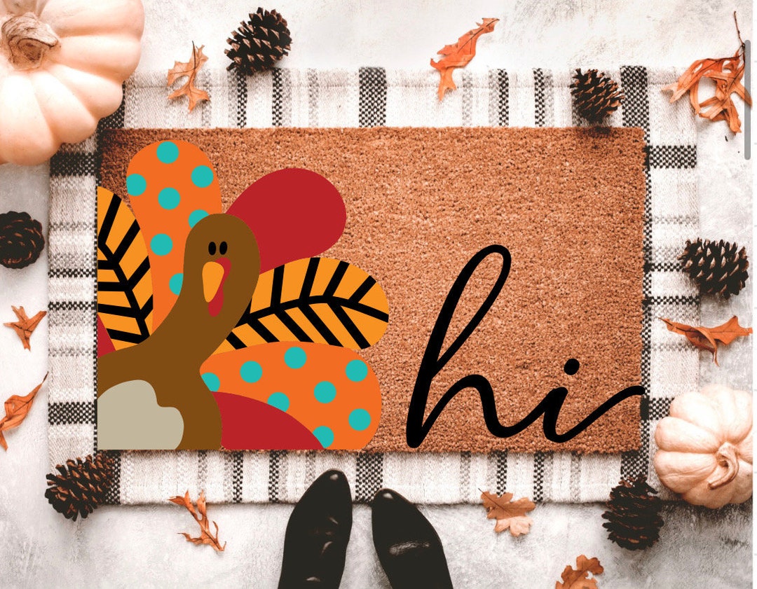 Turkey Welcome Doormat | Fall Doormat | Fall Porch Decor | Outdoor Fall ...