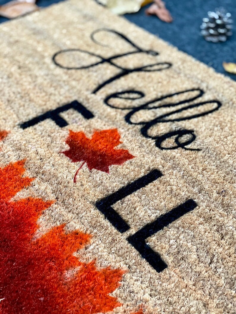 Fall Door Mat Hello Fall Leaves Doormat Fall Porch Decor - Etsy