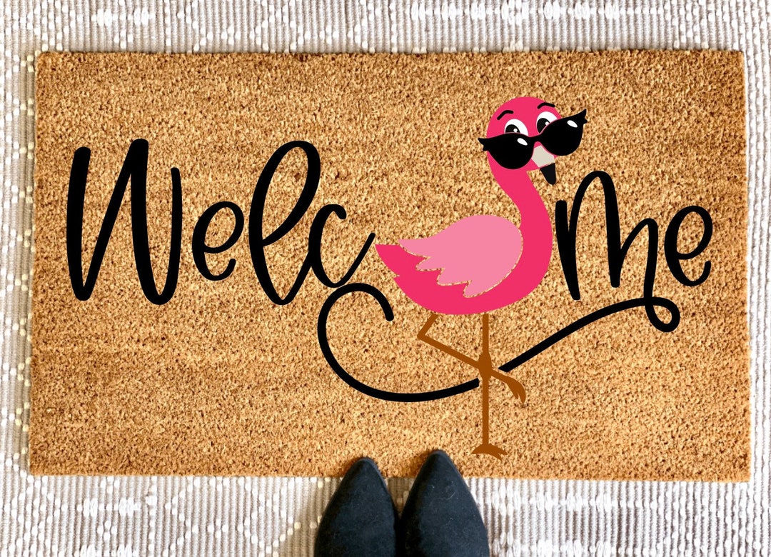 Flamingo Doormat Summer Doormat Summer Porch Decor Flamingo Decor Cute ...