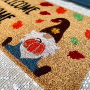 Welcome Gnome Fall Door Mat | Gnome Doormat | Fall Leaves Doormat ...
