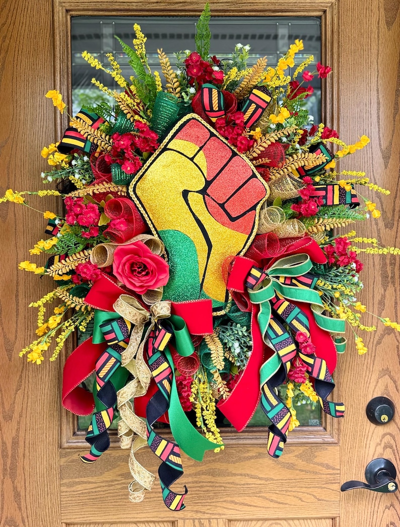 Black History Wreath | Juneteenth Wreath | Floral Summer Wreath | Black ...