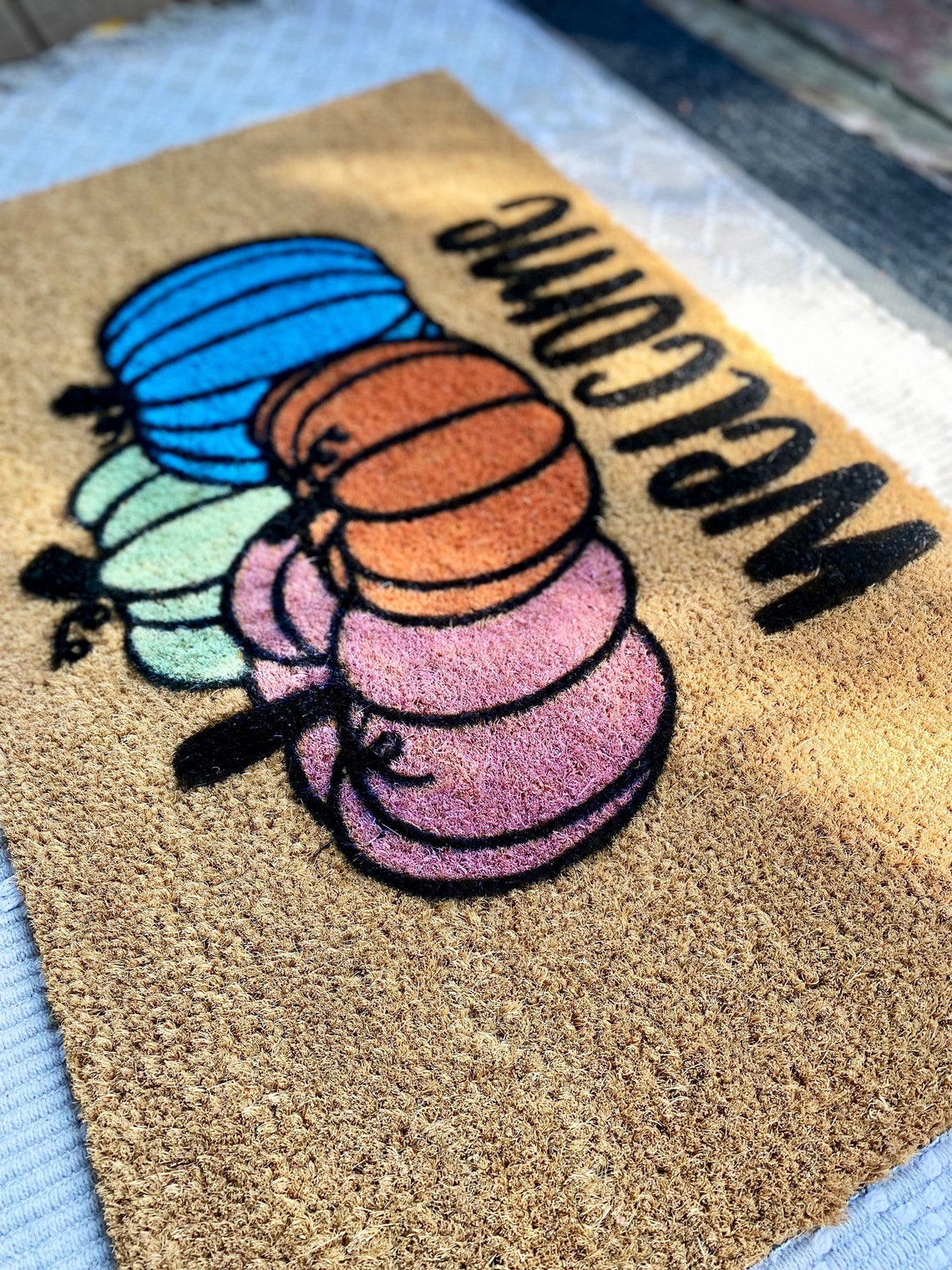 Pumpkin Welcome Mat | Fall Doormat | Fall Porch Decor | Outdoor Fall ...