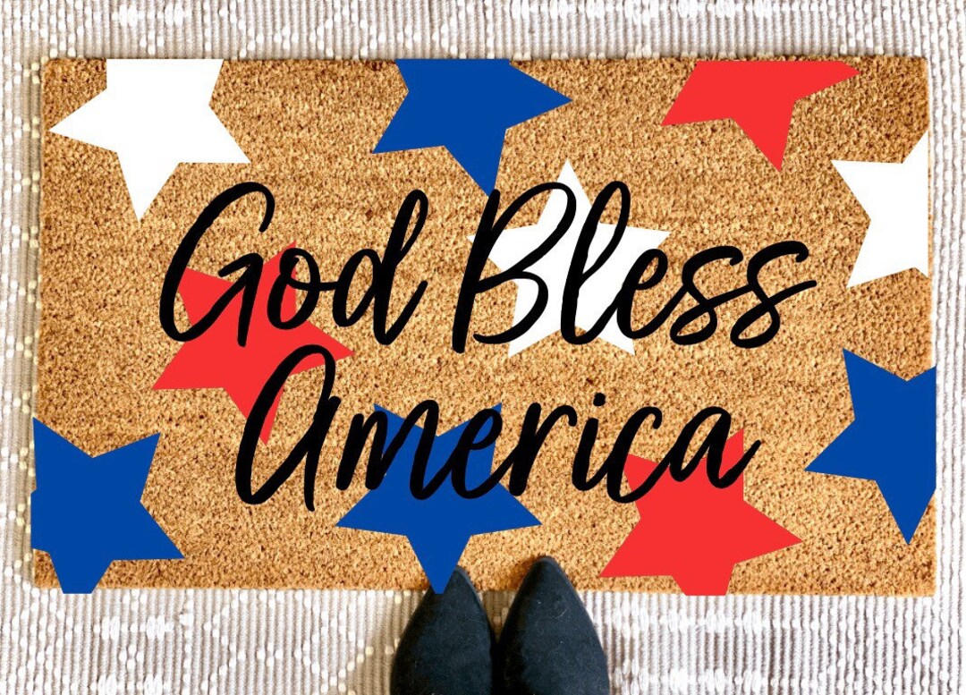 God Bless America Fourth of July Doormat Summer Doormat Patriotic ...