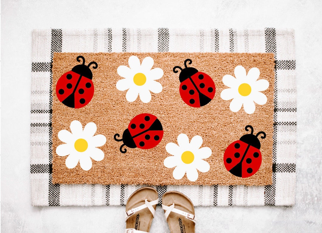 Spring Doormat | Daisy Doormat | Spring Porch Decor | Ladybug Doormat ...