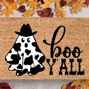 Boo Y’all | Halloween Doormat | Ghost Doormat | Outdoor Halloween Decor ...