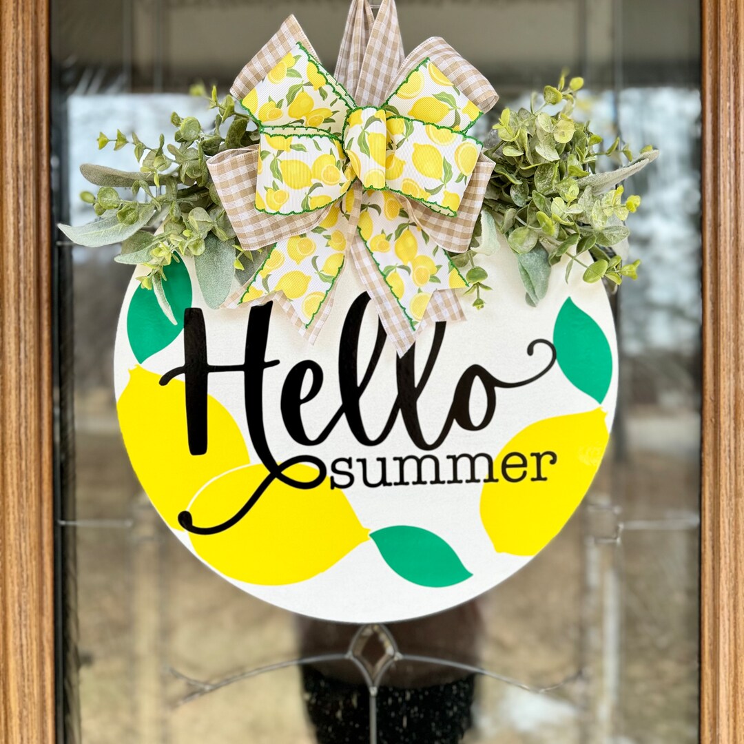 Summer Door Hanger | Summer Front Door Decor| Spring Door Decor | Lemon ...