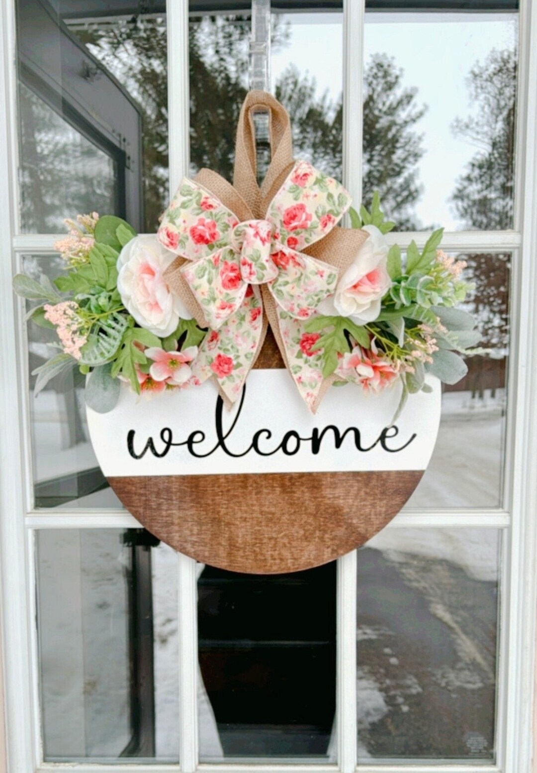 Floral Welcome Sign | Front Door Decor | Front Door Wreath | Spring ...