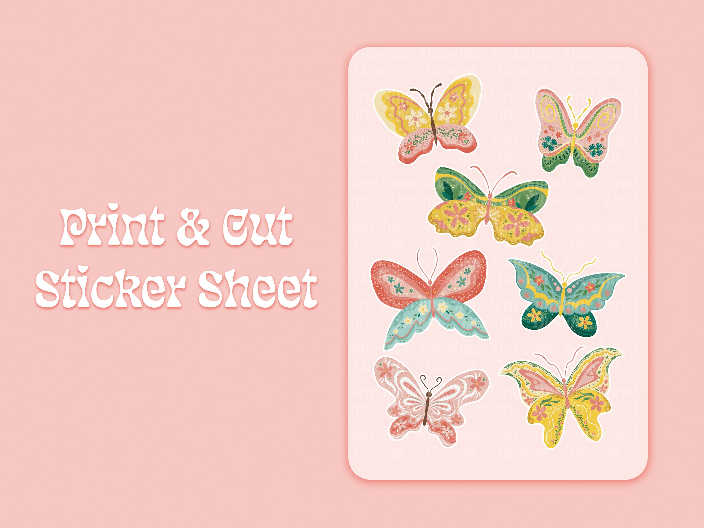 Butterfly Stickers and Sticker Sheets, PNG Stickers for Print and Cut ...