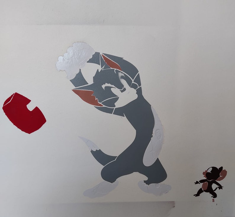 Laser Cut Stencil of Tom and Jerry, 6 Layer, Wall Art Stencil, Children ...