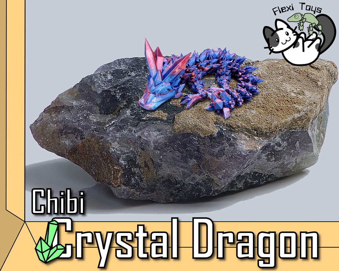 3D Printed Chibi Crystal Dragon Flexi Articulated Desk Toy - Etsy