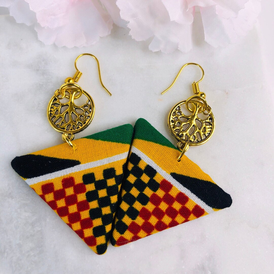 African Fabric Earring, Ankara Print Earring, Gift for her, Kente ...
