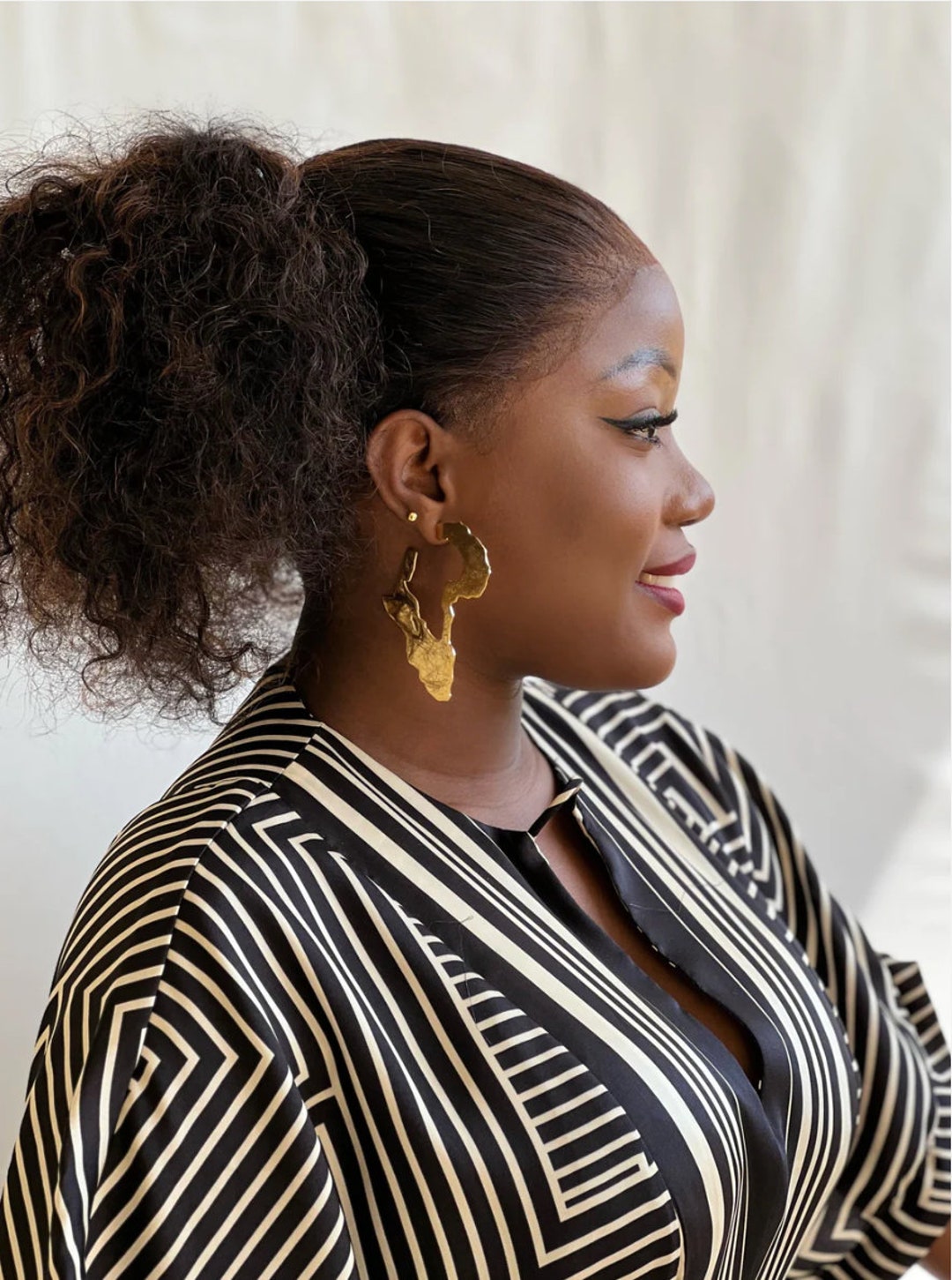 Large Gold Africa Earrings , African Map Gold Hoops , Big Gold Hoop ...