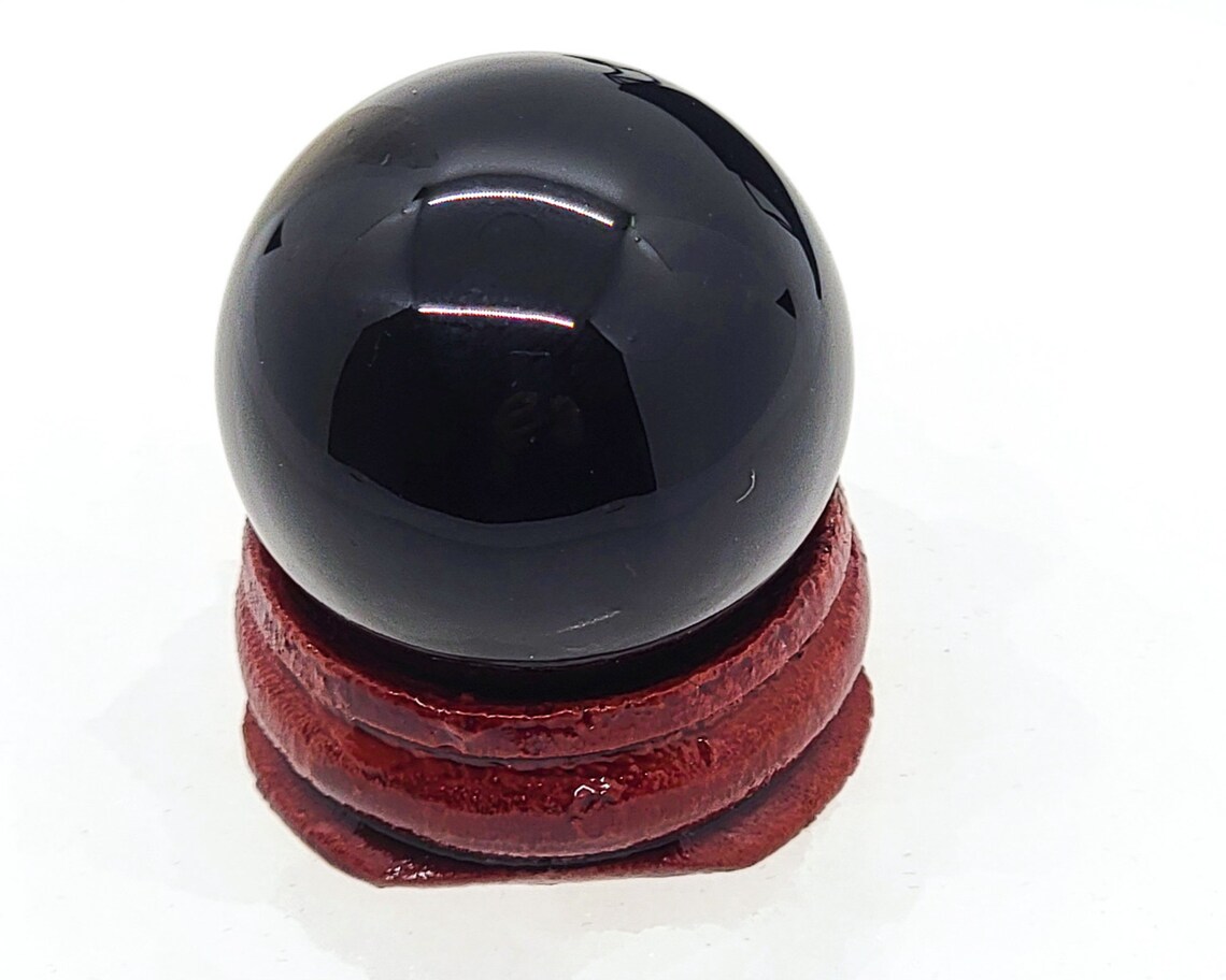 Divinators Obsidian Crystal Orb With Stand Activated Black | Etsy