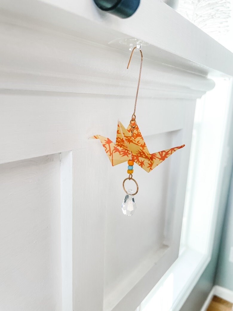 Patterned Origami Flapping Crane Ornament With Suncatcher Set of 4 - Etsy